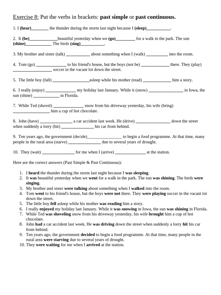Verb Tenses Practice Exercises | PDF
