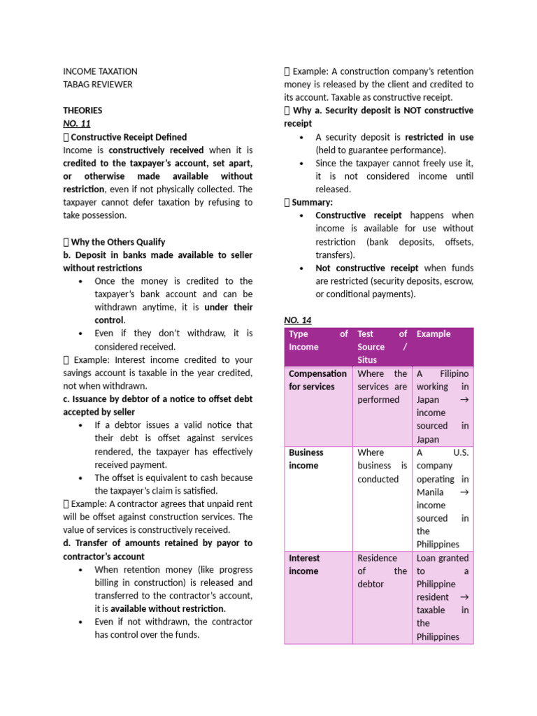Understanding Constructive Receipt in Taxation | PDF | Gross Income | Taxes