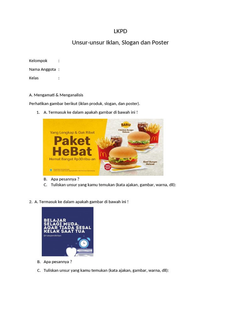 Unsur Iklan, Slogan, dan Poster | PDF