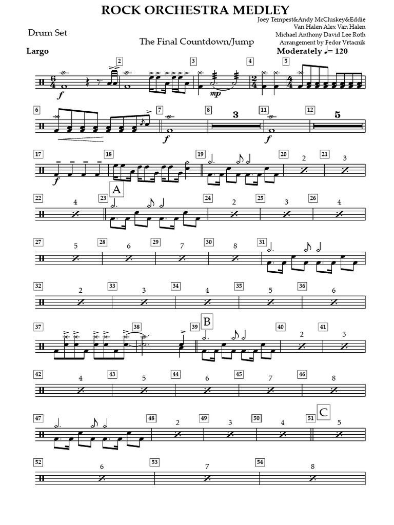Rock Orchestra Medley Drum Set Score | PDF | Recorded Music | Rock Music