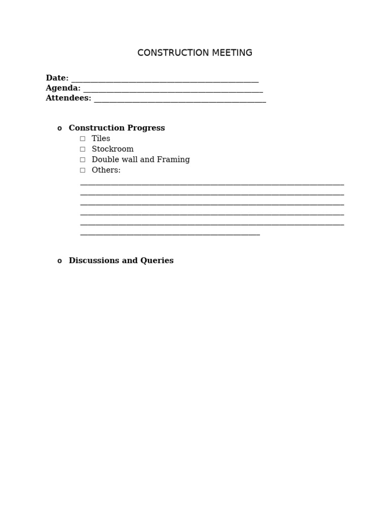 Construction Meeting Form | PDF