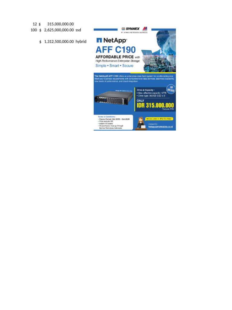 Netapp Harga Aff c190 100tb | PDF