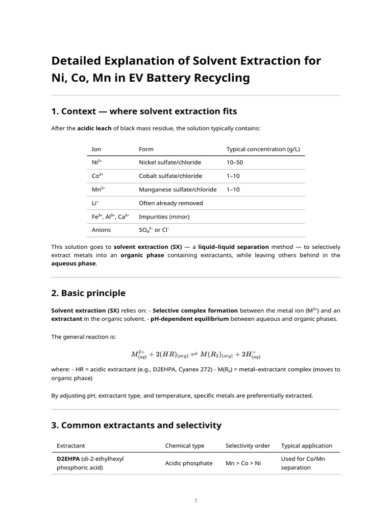 Lithium-First NMC Recycling - Flowchart + Equations | PDF | Acid | Nickel