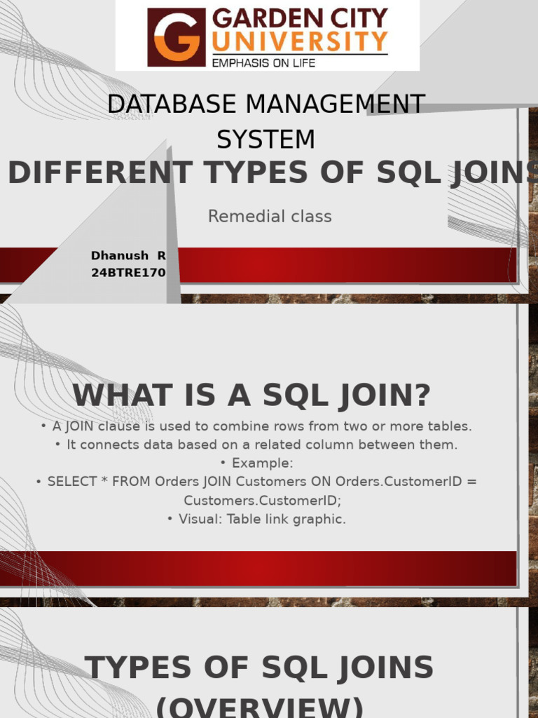 Types of SQL Joins Explained | PDF