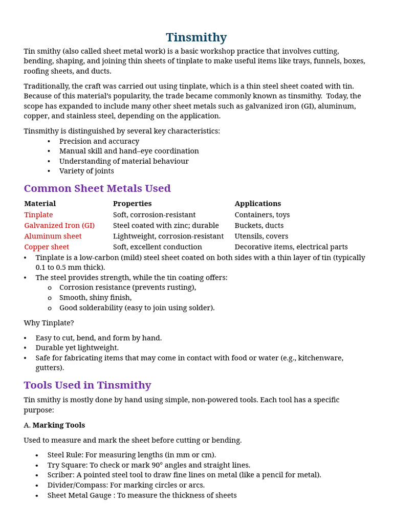 Tin Smithy | PDF | Sheet Metal | Corrosion