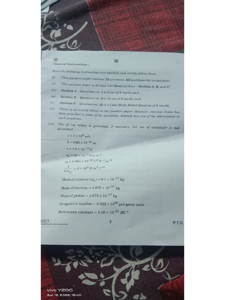 Physics Class 12 TH Board Exam | PDF