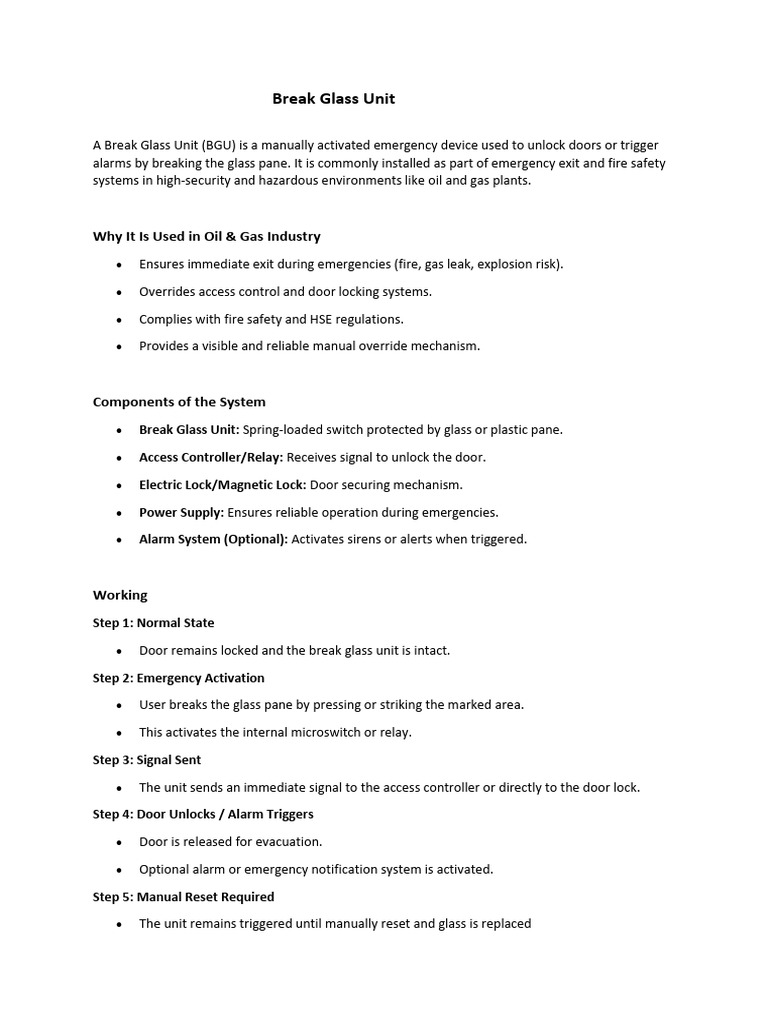 Break Glass Unit | PDF | Door | Access Control