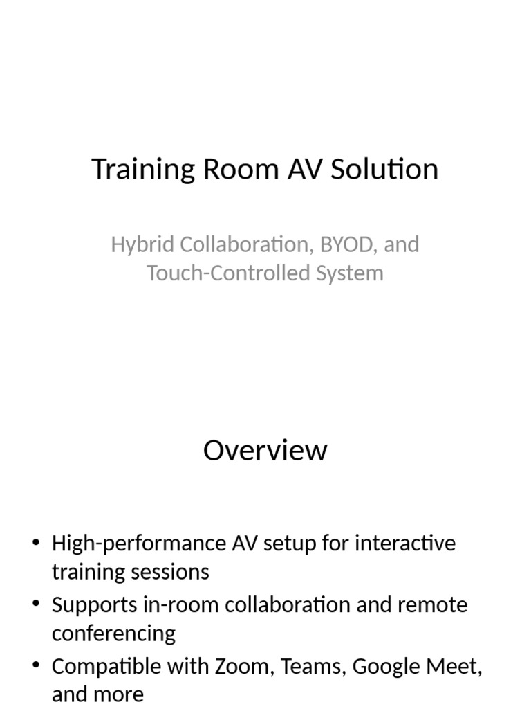 Training Room AV Solution Presentation | PDF
