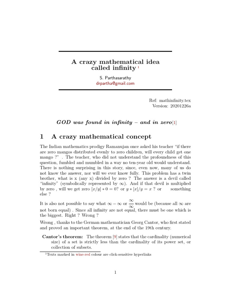 Math Infinty | PDF | Infinity | Numbers