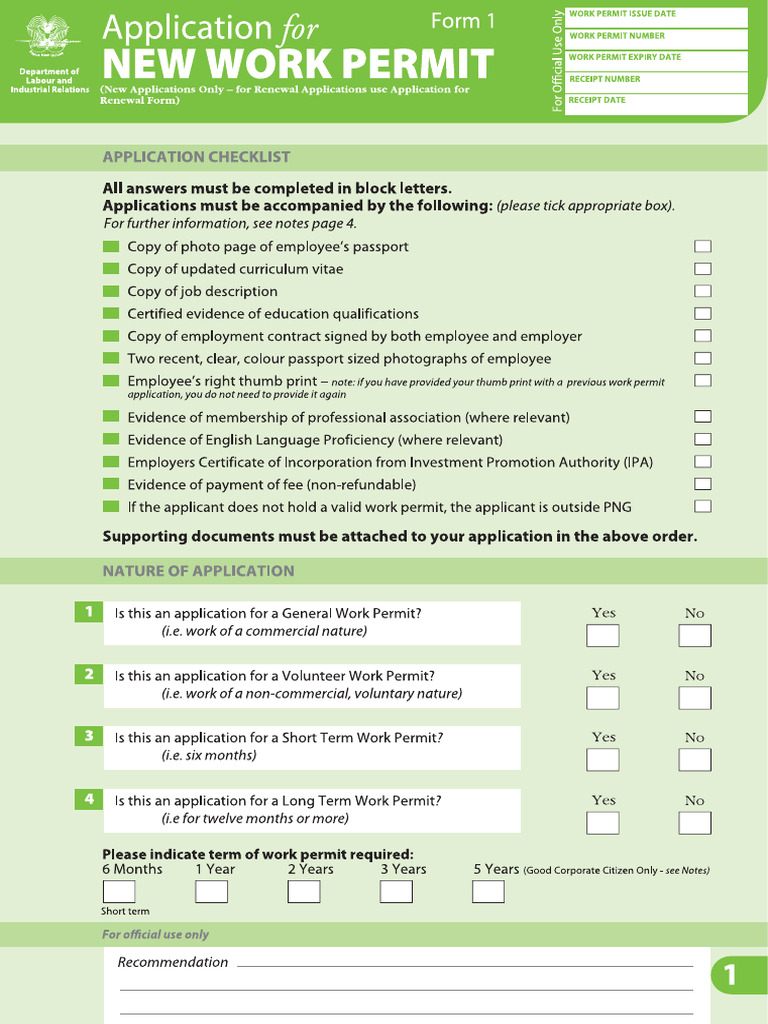 Work Permit Application Form | PDF