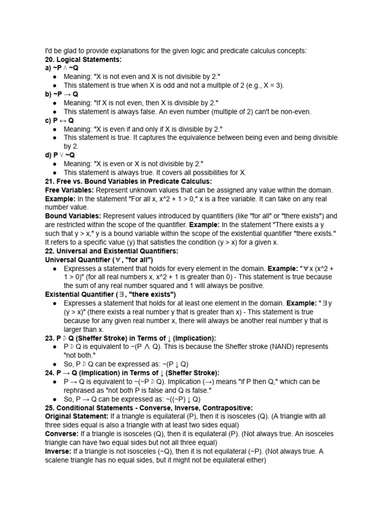 Logic and Predicate Calculus Explained | PDF | Syntax (Logic) | Metalogic