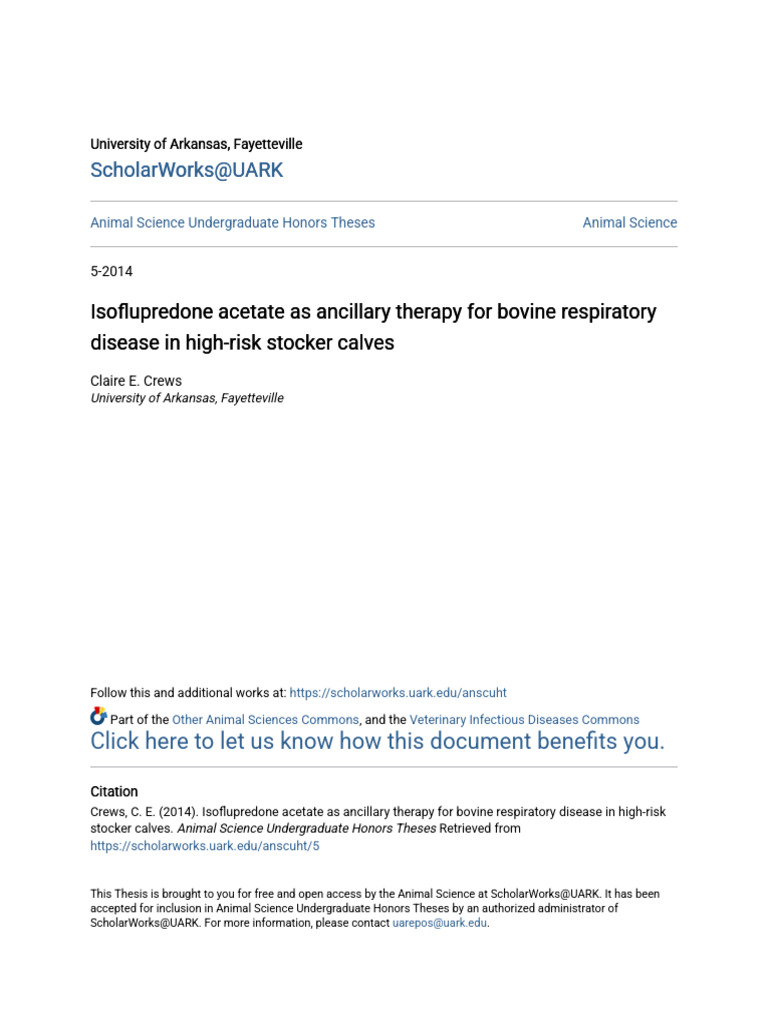 Isoflupredone Acetate As Ancillary Therapy For Bovine Respiratory | PDF ...