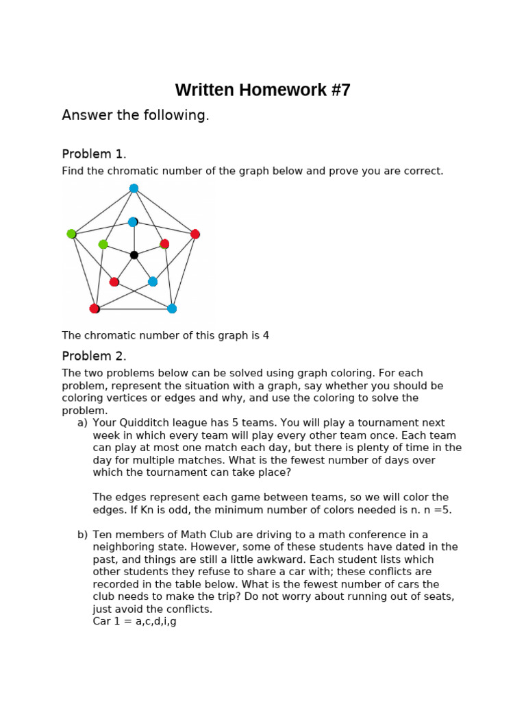 Graph Theory Homework Problems | PDF | Vertex (Graph Theory ...