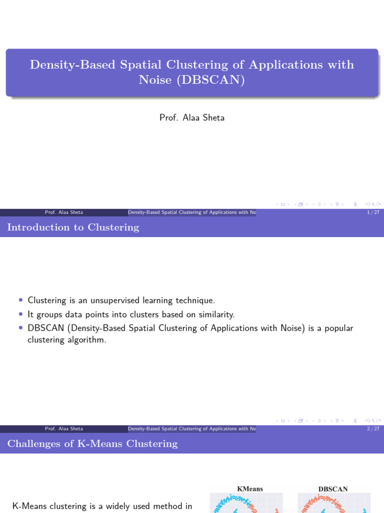 DBSCAN Slides | PDF | Cluster Analysis | Spatial Analysis