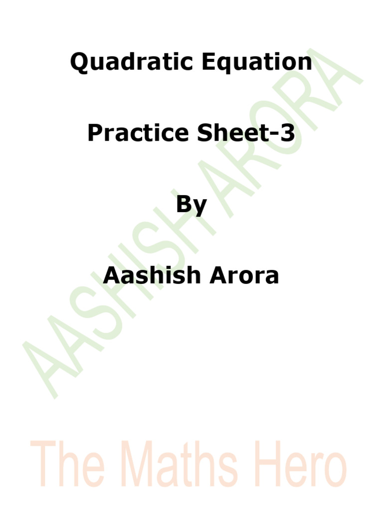 Quadratic Equation Relation Practice | PDF | Mathematics | Equations