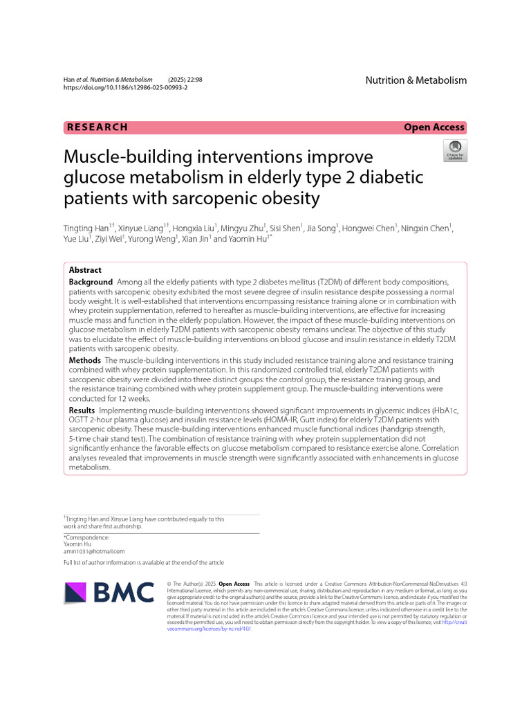 Muscle-Building Interventions for T2DM | PDF | Obesity | Strength Training