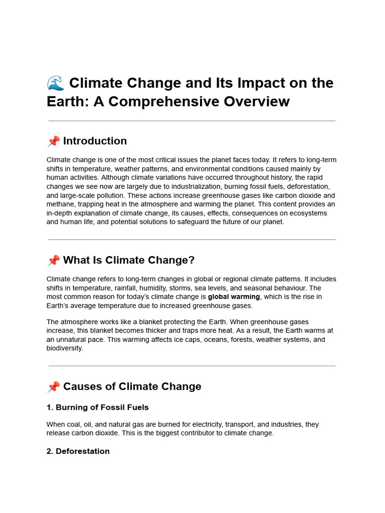 Climate Change: Causes, Effects, Solutions | PDF | Climate Change | Climate