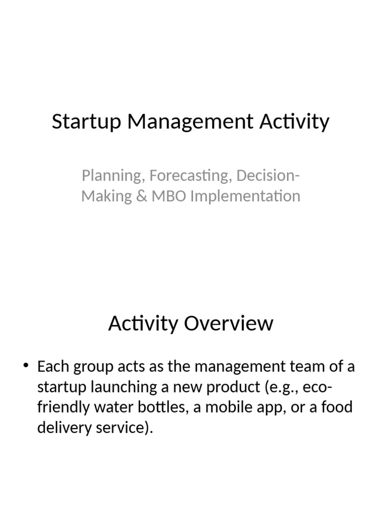 Startup Management Activity | PDF