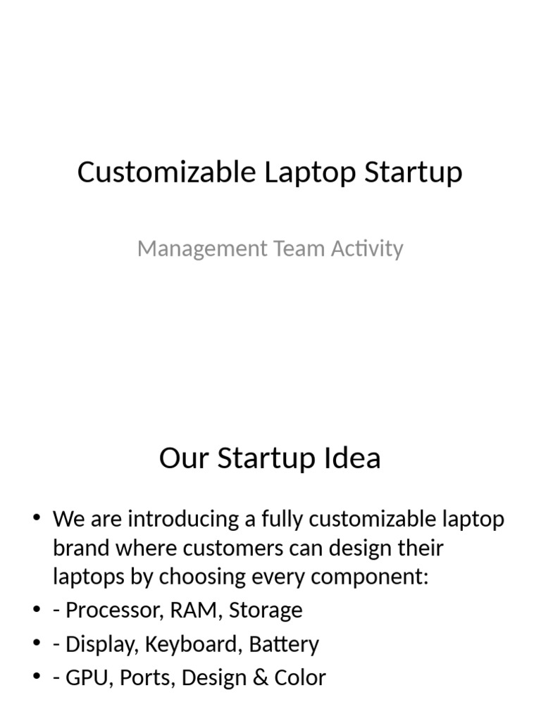 Customizable Laptop Startup | PDF