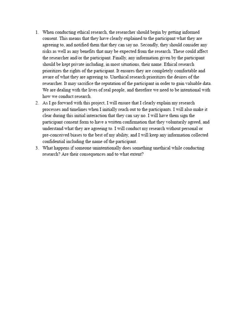 Research Ethics Reflection | PDF