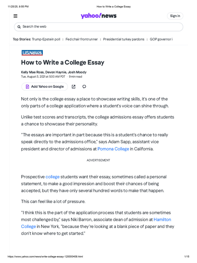How To Write A College Essay | PDF | Essays | College Admissions In The ...