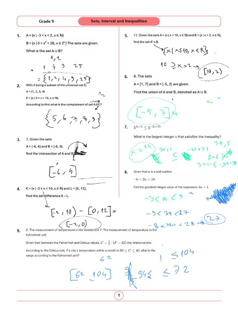 Sets, Interval and Inequalities | PDF