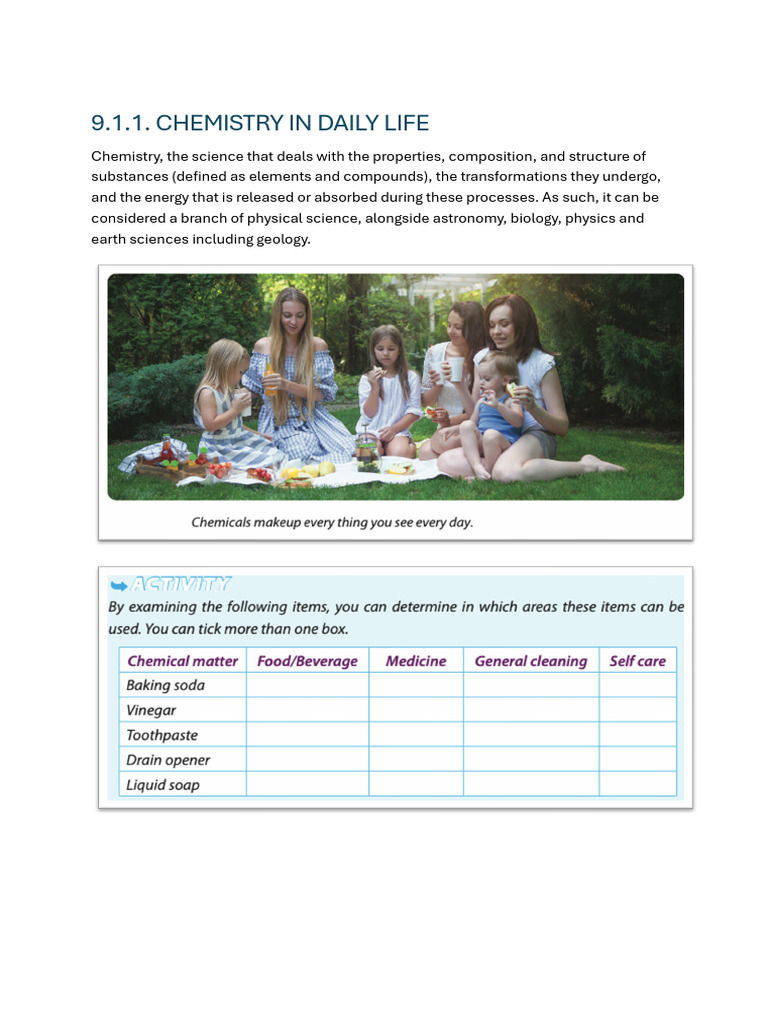 9.1.1 Chemistry in Daily Life | PDF | Pharmacy | Chemistry