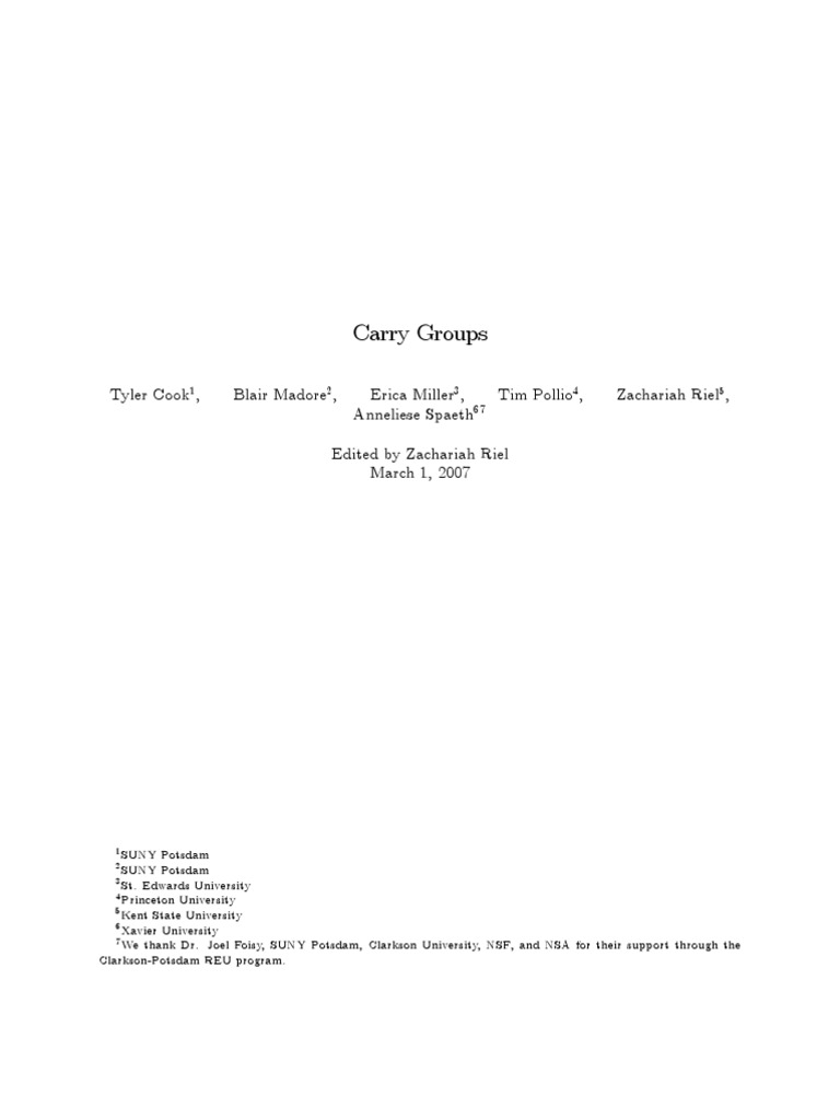 Carry Groups | PDF | Group (Mathematics) | Integer