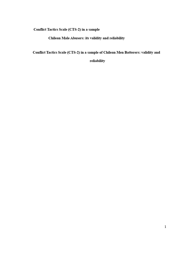 Conflict Tactics Scale CTS-2 Co | PDF | Violence | Psychometrics