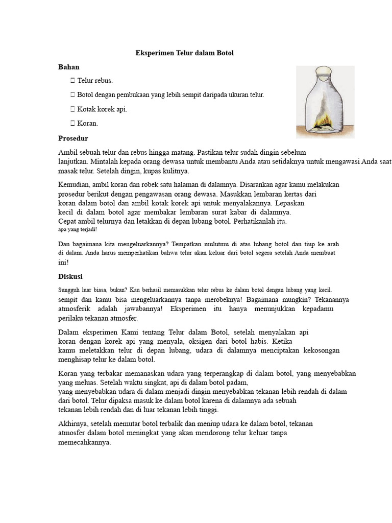 Eksperimen Telur dalam Botol | PDF