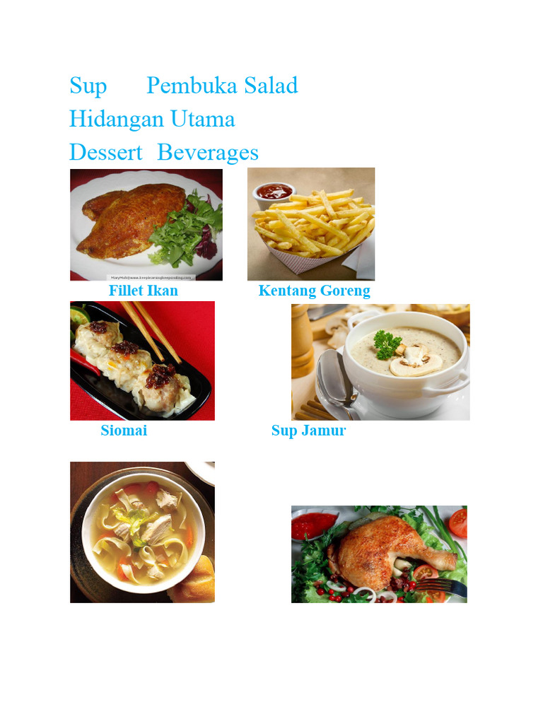 Makanan Pembuka Sup Salad Hidangan Utama | PDF