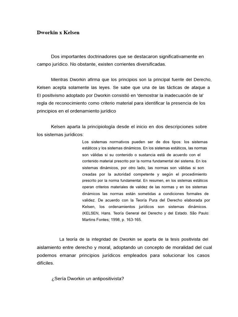 Dworkin y Kelsen: Derecho y Moralidad | PDF | Moralidad | Filosofía ...