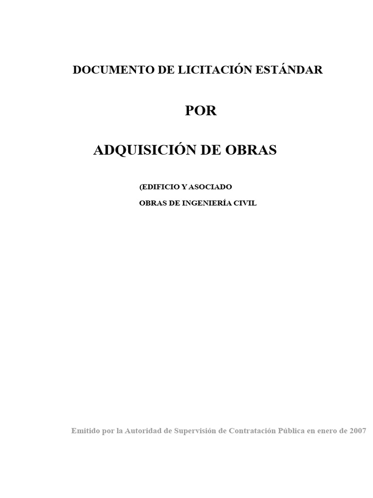 Documento De Licitación Estándar Para La Adquisición De Obras