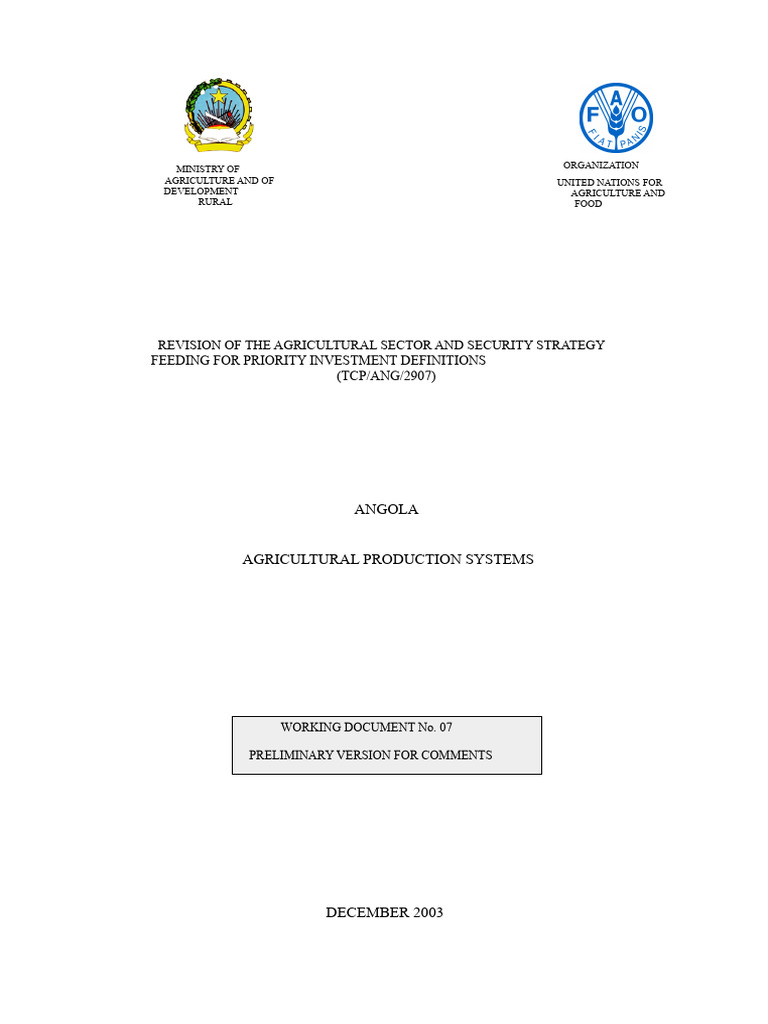 agricultural production system in Angola | PDF | Agriculture | Crop Rotation