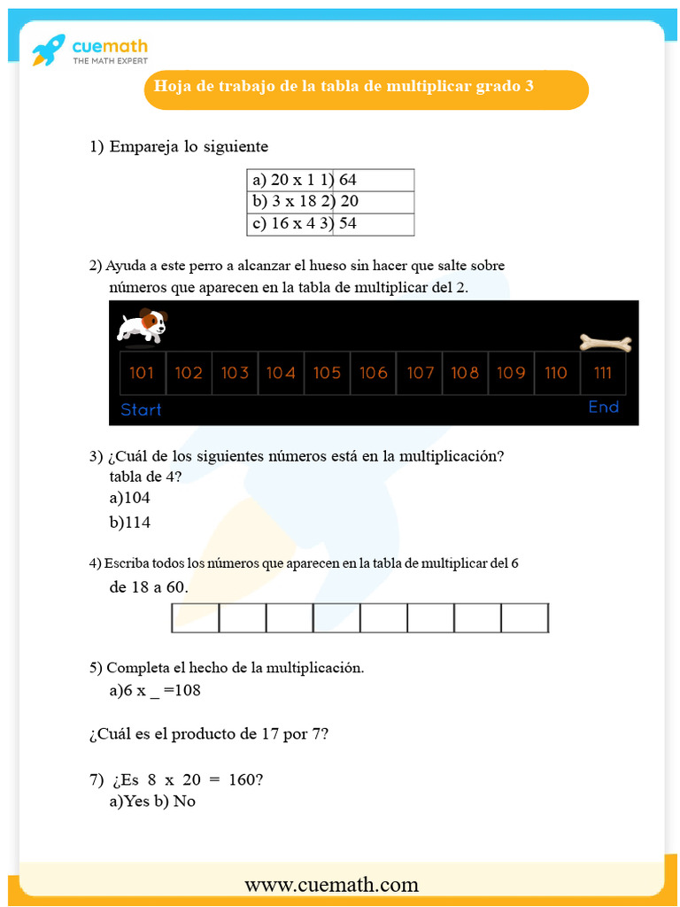 Hoja de trabajo de multiplicación 3° grado | PDF