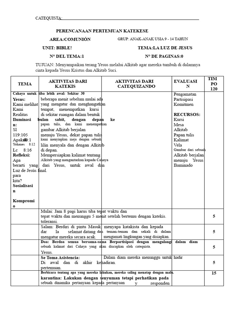 Pertemuan Katekese: Cahaya Yesus untuk Anak | PDF