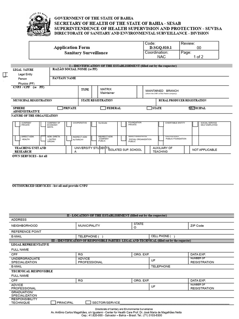 D.SGQ-010.1-Health Surveillance Application Form | PDF