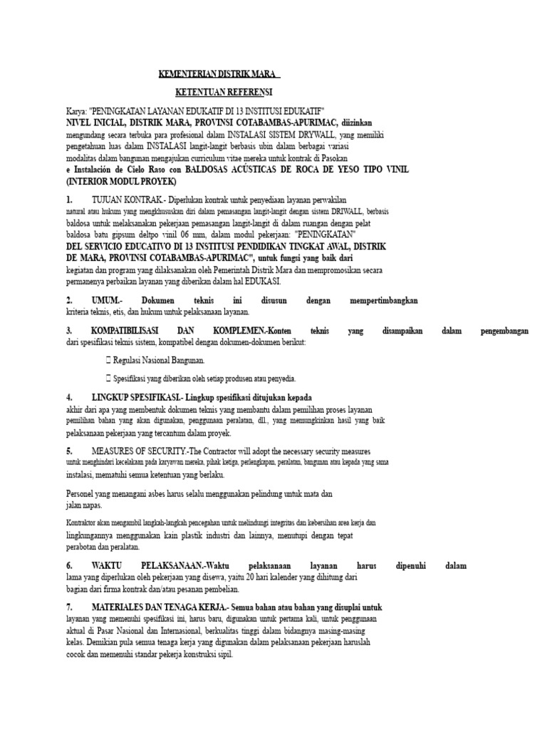 Tdr untuk Pemasangan Plafon 2 | PDF