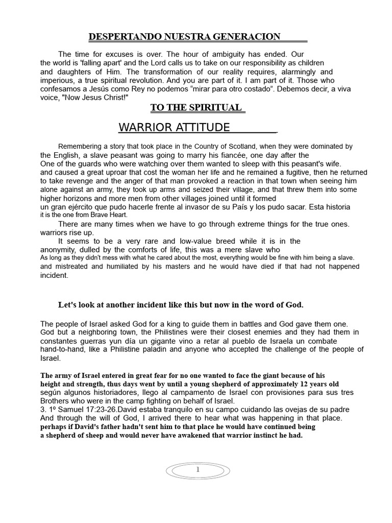 Awakening Our Spiritual Generation | PDF | Samuel | David