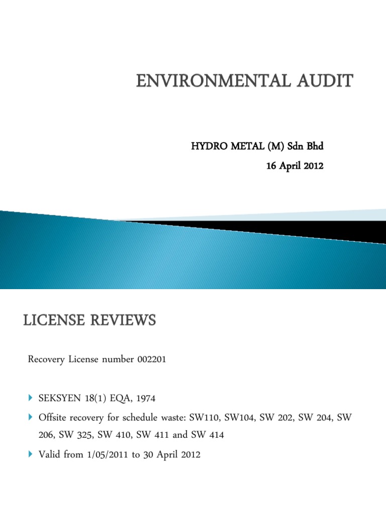 Environmental Audit | PDF | Sewage Treatment | Waste