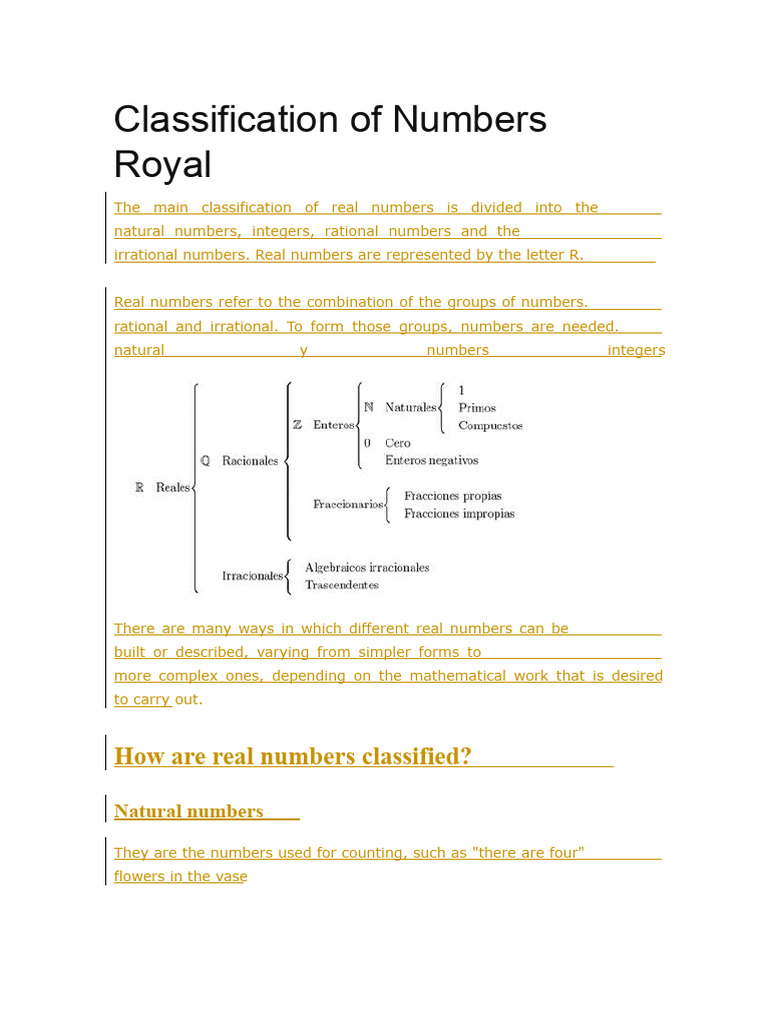 Understanding Real Number Classifications | PDF | Numbers ...