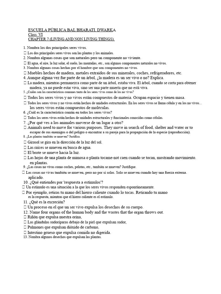 Cosas Vivas y No Vivas Clase 6 | PDF | Plantas | Alimentos
