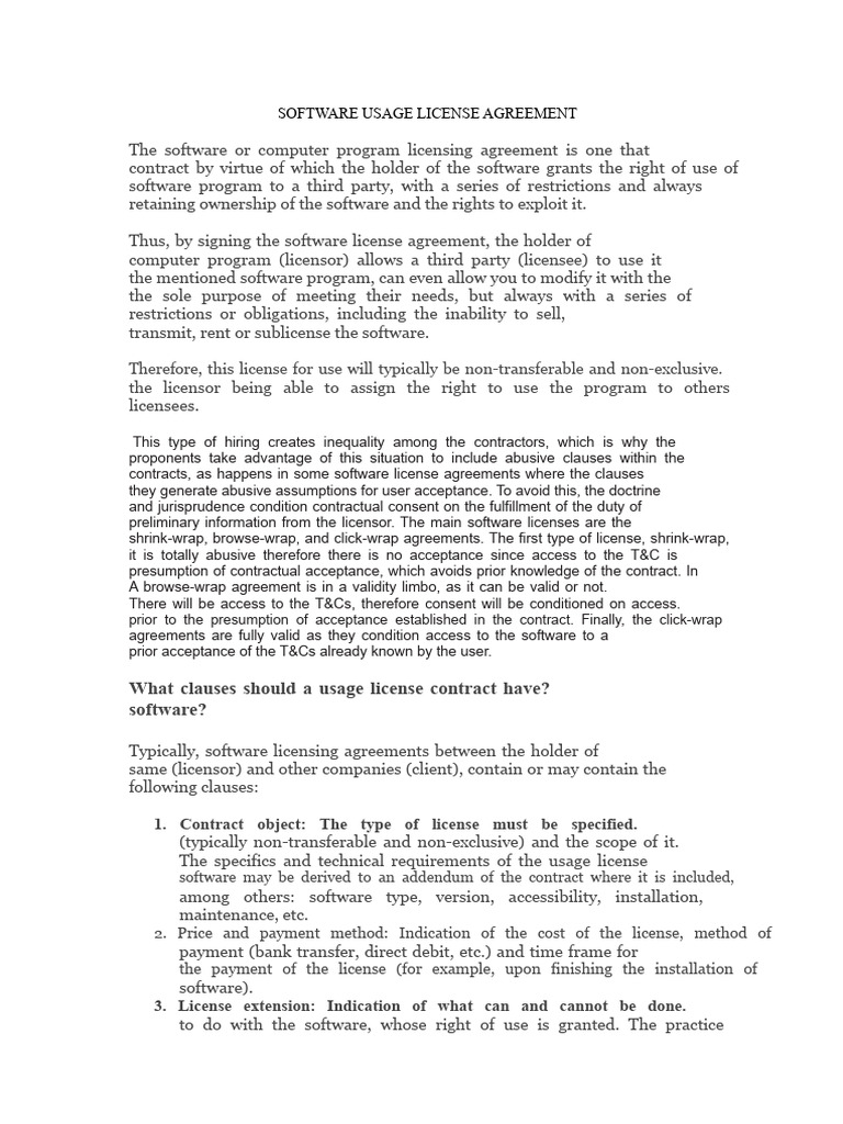 Software Usage License Agreement Guide | PDF | License | Software