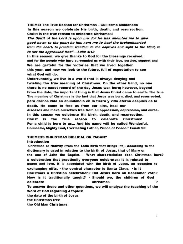 The True Meaning of Christmas Explained | PDF | Christmas | Jesus