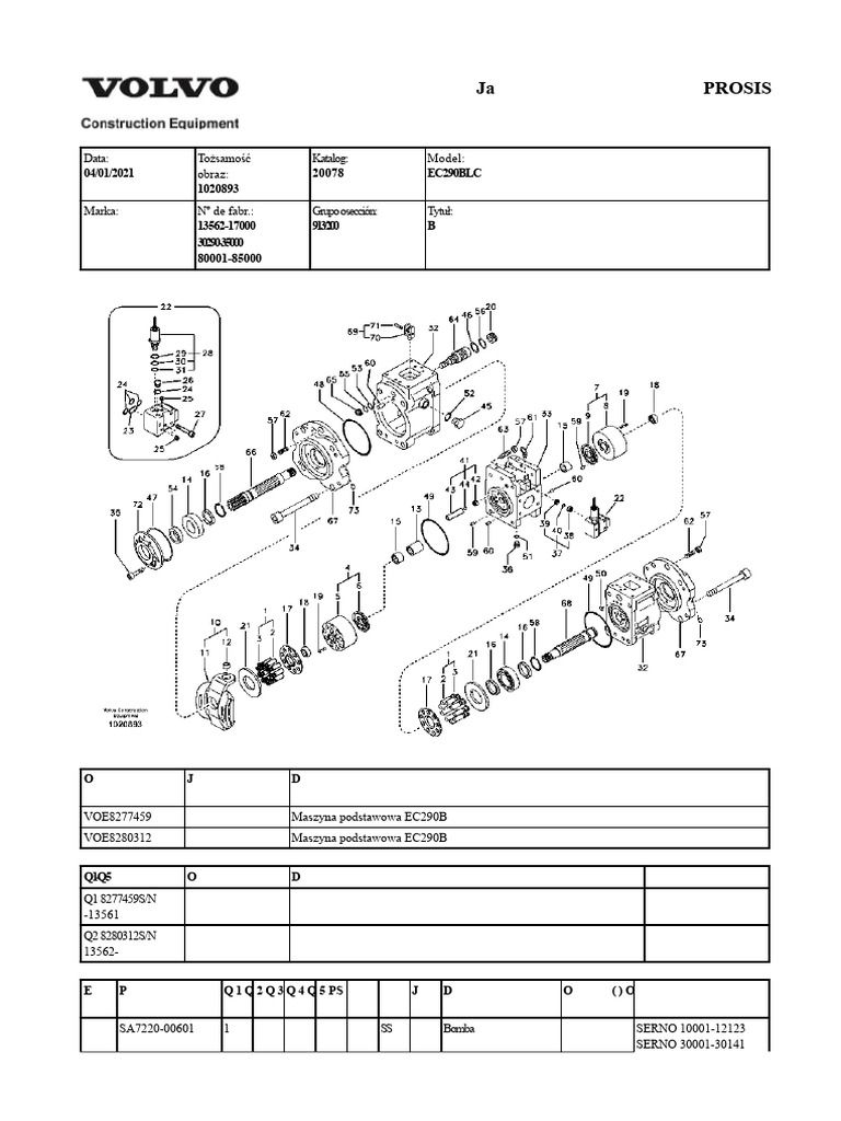 Volvo Exca 290 Pompa | PDF