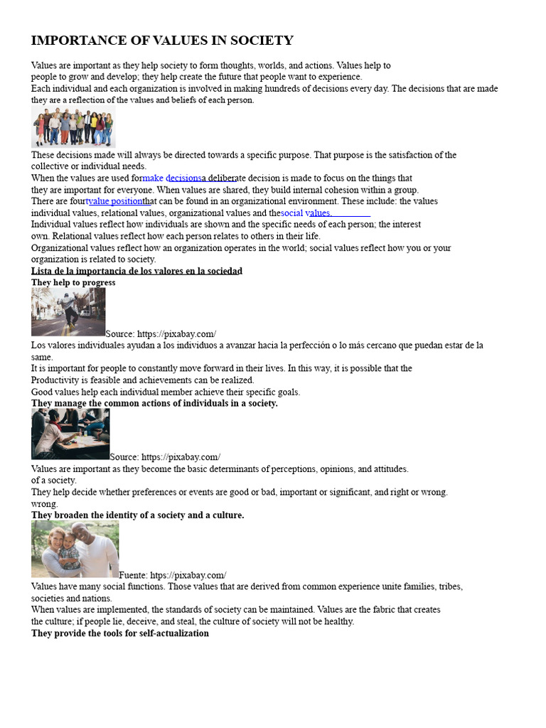 Significance of Values in Society | PDF | Value (Ethics) | Socialization