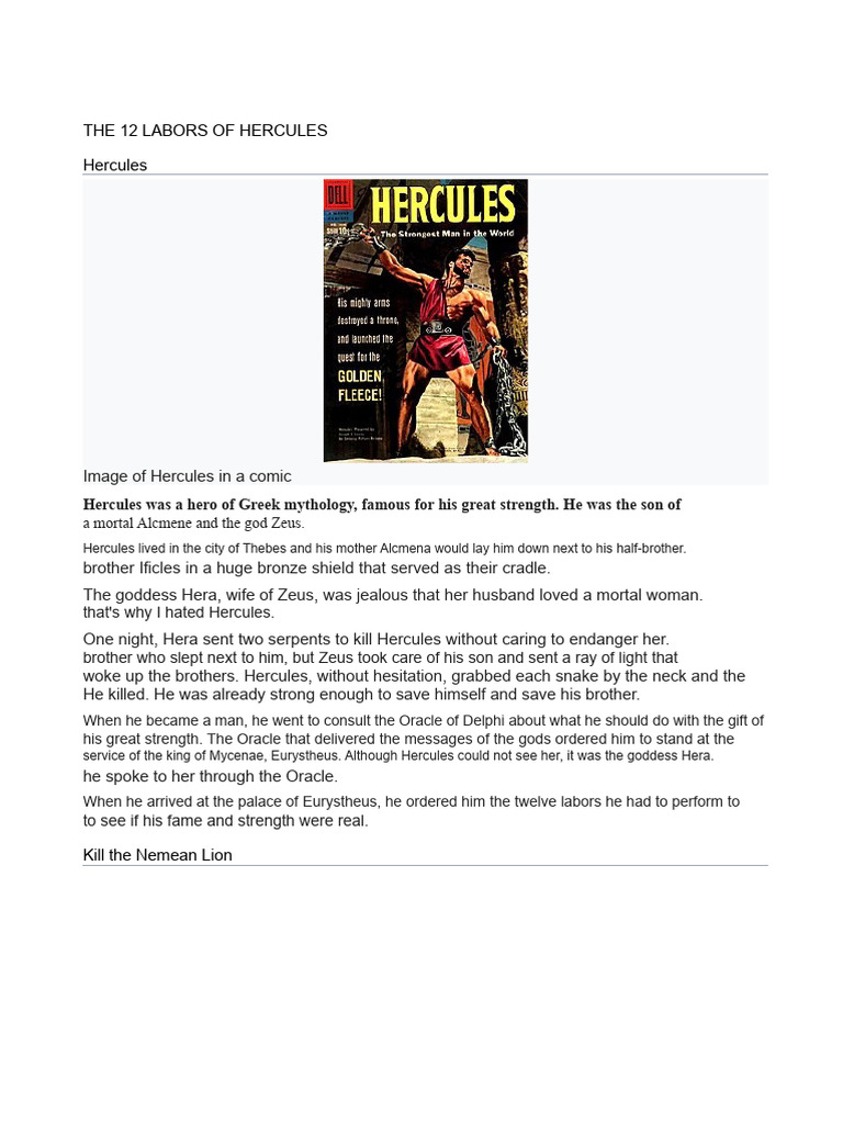 The 12 Labors of Hercules | PDF | Argonauts