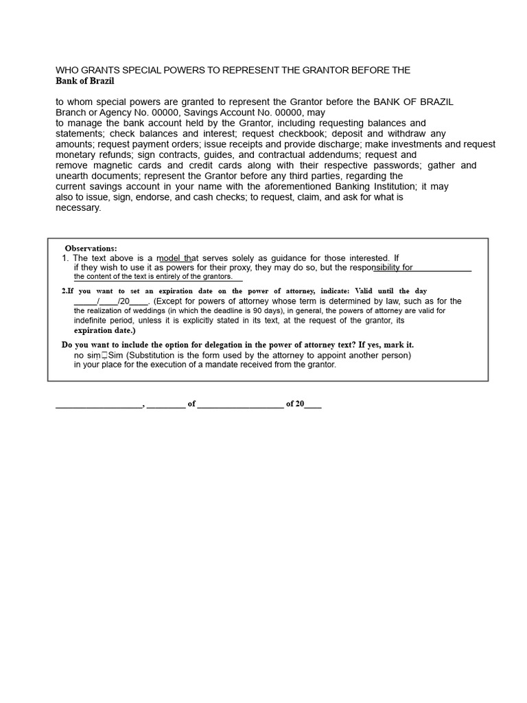 Bank of Brazil - Representation | PDF