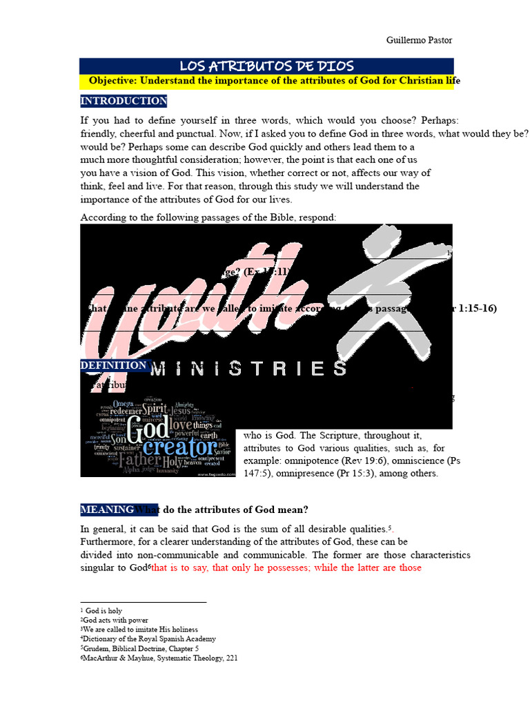 The Attributes of God - Bible Study For Youth | PDF | God | Theology