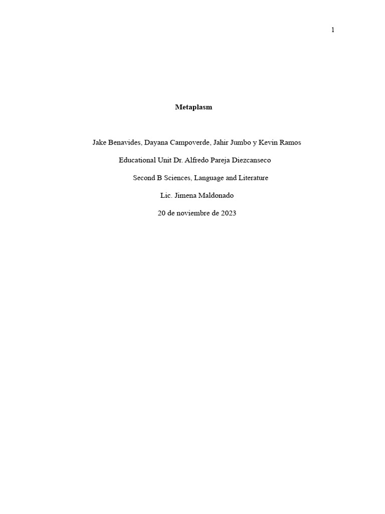 Metaplasms - Group #2 | PDF | Word | Phoneme